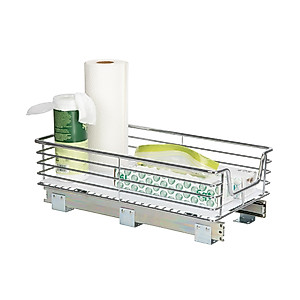 Household Essentials Design Trend 11.5" Extended Depth 1-Tier Single Basket Sliding Shelf Under Cabinet Organizer, White