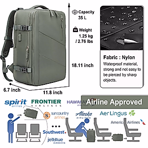 Somago Travel Unisex Backpack Carry On Casual Daypacks Rucksack Backpack Anti Theft for Laptop Shoes Business with Dry Wet Pocket USB Charger Port(Dark green)