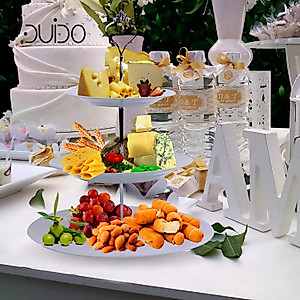 3 Tier Serving Tray Stand – Round Cupcake Dessert Party Platter with Bonus Serving Metal Tongs – Three Tiered Food Holder Display for Weddings, Tea Parties, Birthdays or Holiday Dinners