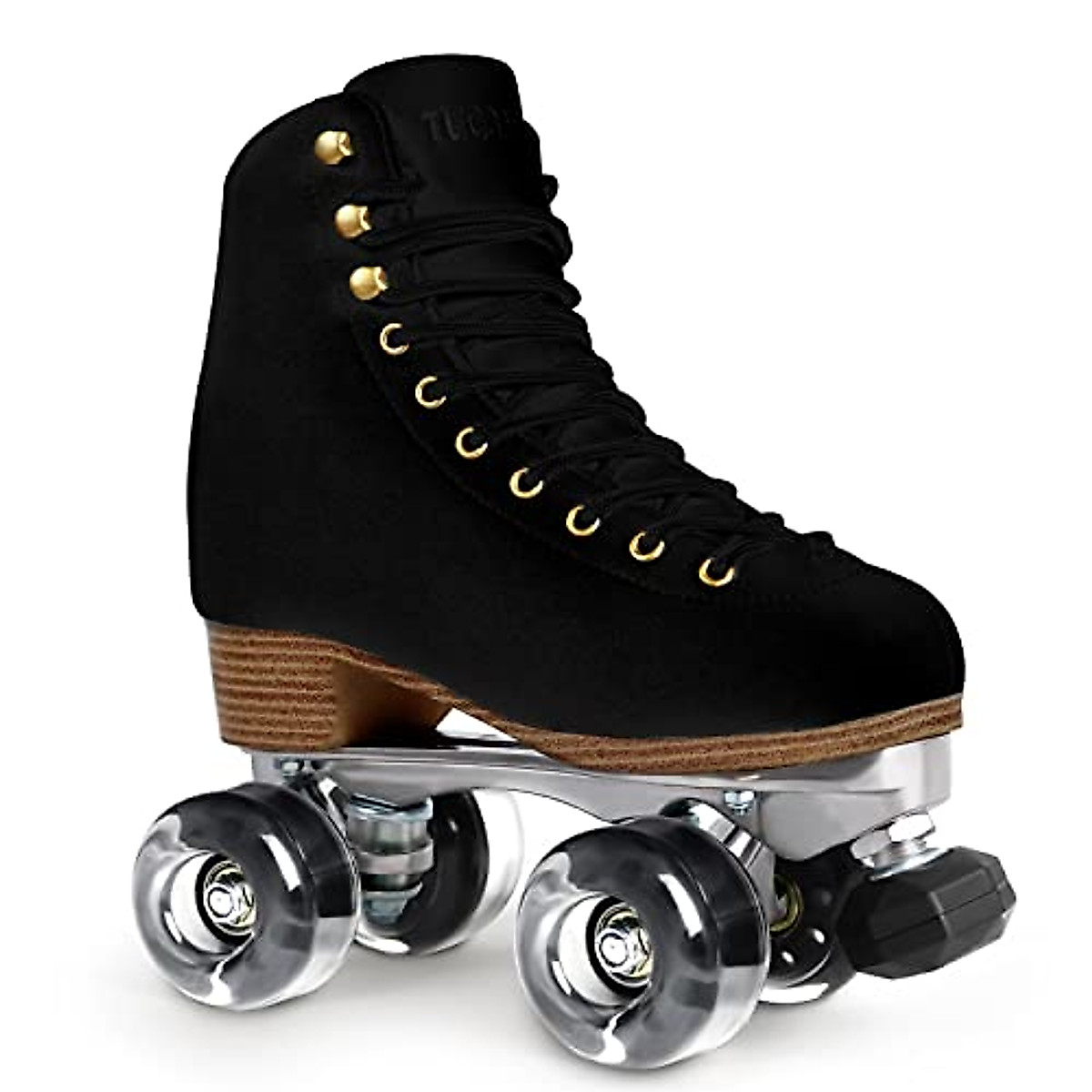 Tuosamtin Suede Roller Skates for Women Girls or Men with Height Adjustable Rubber Stoppers Retro Quad Roller Skates for Outdoor and Indoor