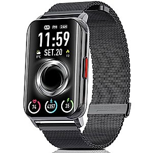 Smart Watches for Men Women 1.57" Touch Screen Fitness Wacth Tracker for Android iOS Phones with Blood Pressure Sleep Monitor IP68 Waterproof Smartwatch(Black ST)