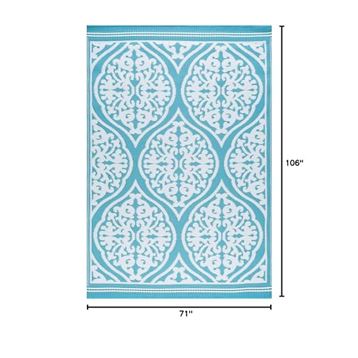 Reversible Plastic Straw, Water Resistant Outdoor Rug 6x9 for Patio, Deck, Porch, Camping, RV | Fade Resistant Outside Area Rugs for Patios | Size 5'11'' x 8'10''