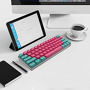 Guffercty kred 61 Keycaps 60 Percent Miami Keycaps Set PBT Ducky Keycap Backlit OEM Profile with Key Puller for Cherry MX Switches Mechanical Gaming Keyboard (Miami)