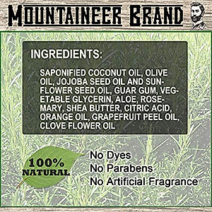 Mountaineer Brand Beard Wash For Men | 100% Natural Beard Shampoo | Thick Cleaning Softening Lather for Hair and Skin | Hydrate and Detangle | Grooming Treatment | WV Citrus & Spice Scent 4oz