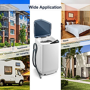 COSTWAY Portable Washing Machine, 7.7lbs Capacity Compact Laundry Washer and Spin Combo with 6 Programs, Built-in Barrel Light, Full-Automatic Washing Machine for Apartments Camping RVs Dorm, Blue