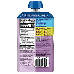 Plum Organics | Stage 2 | Organic Baby Food Meals [6+ Months] | Pear, Blueberry, Avocado & Granola | 3.5 Ounce Pouch (Pack Of 6) Packaging May Vary