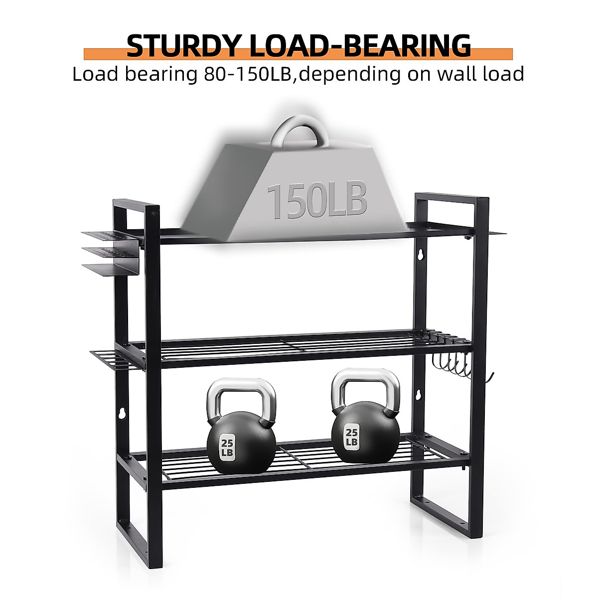 Volin Crik Power Tool Organizer,5 Drill Holder Wall Mount, 4 Layer Heavy Duty Metal Tool Shelf, Garage Tool Organizers and Tool Storage Rack，with Screwdriver Holder/Plier Holder/Hammer Holder