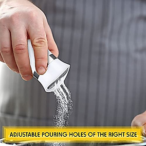 2 Pieces Salt and Pepper Shakers Set, Spice Dispenser with Stainless Steel Lid Pour Holes Glass Refillable Pepper Shaker Seasoning Cans for Home, Restaurant, Canteen (Black, White)