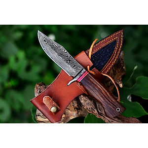 SHARD Hunting knife, Handmade Damascus Hunting Knife, Damascus Steel Hunting Knife with Sheath,Fixed blade Knife for Men,Full Tang Knife,Camping Knife, Skinning Knife,Survival Knife