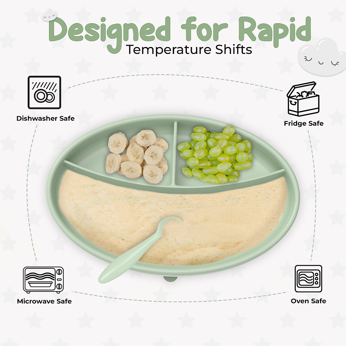 WANDA KIDZ Silicone Baby Feeding Set - Baby Led Weaning Supplies - 6PC Self Feeding Baby Utensils; Suction Plate, Bowl, Bib, Cup, Spoon, Fork - First Stage Baby Eating Essentials - 4+ Months - Blue