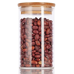 (2 Pack) 16 oz Clear Glass Home Storage Kitchen Jar with Wood Bamboo Lid