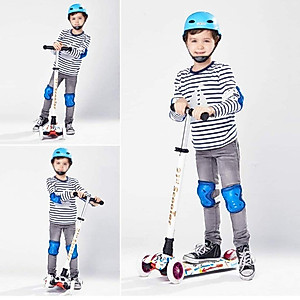 Ygqtbc Scooter for Kids, Kick Scooter for Toddlers Girls Boys with LED Light Up Wheels, Adjustable Height Scooter for Children from 2 to 15 Years Old ( Color : B )