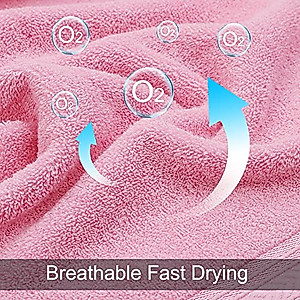 PiccoCasa Hand Towels for Bathroom 13 x 29 Inches 100% Cotton (6 Pack), Soft & Highly Absorbent Oversized Cotton Guest Towels for Hotel Spa, Face Towels Washcloth Pink