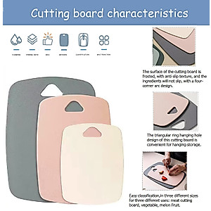 Plastic Cutting Board Set of 3, Cutting Boards for Kitchen,Thick Chopping Boards for Meat, Veggies, Fruits, with Easy Grip Handle, Dishwasher Saf,Suitable for outdoor camping, RV. (Pink)