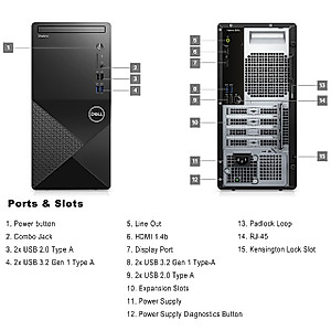 Dell Vostro 3910 Full Size Tower Business Desktop Computer, 12th Gen Intel Core i3-12100 (Beat i5-10600), 16GB DDR4 RAM, 512GB PCIe SSD, WiFi 6, Bluetooth, Keyboard and Mouse, Windows 11 Pro
