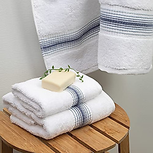 Aston & Arden Aegean Ombre Bath Towels - (Pack of 2) Oversized Ultra Soft Thick & Absorbent, 100% Ringspun Turkish Cotton Bathroom Towel for Spa, Hotel, 600 GSM, 30 x 60 in, Crystal Blue