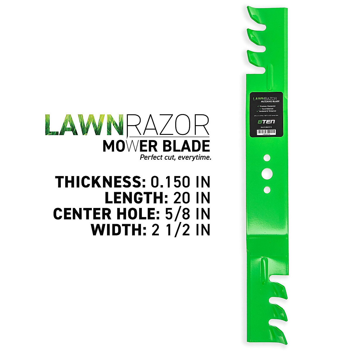 8TEN LawnRAZOR Mower Blade for AYP Husqvarna 20 inch Decks 850972 145106 532850972 532145106 (Toothed Mulching) 3 Pack