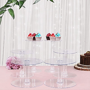 BalsaCircle 7 Tiers Clear Round Crystal Acrylic Cupcake Stand - Tiered Dessert Food Display Serving Tower Birthday Party Wedding
