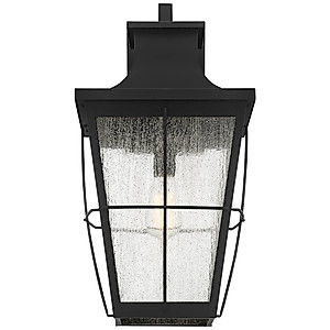 Phia Modern Industrial Outdoor Wall Light Fixture Rich Black Metal 23 1/4" Clear Seeded Glass for Exterior House Porch Patio Outside Deck Garage Yard Front Door Garden Home - John Timberland