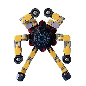 Spinning Top Toy - DIY Deformable Stress Relief Toy Decompression Fingertip Spinner Toy New Transformable Creative Mechanical Gyro Toy for Kids(red)