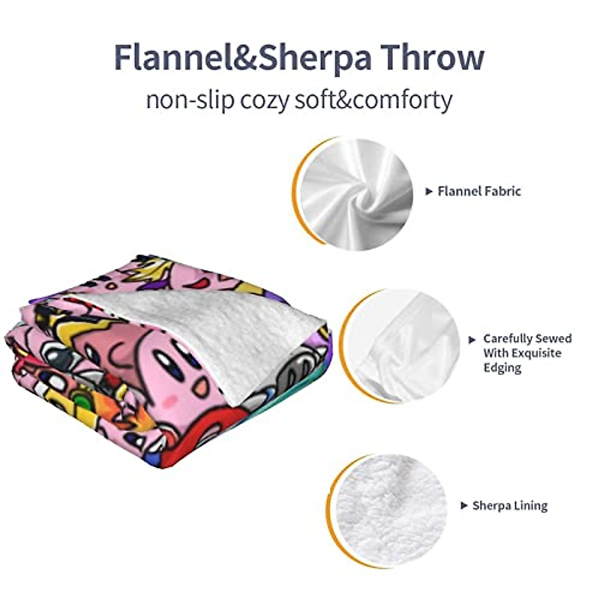 Cartoon Anime Throw Blanket Soft Light-Weight Warm All-Season Bed Blanket Sofa Office Throws for Kids Adults 50'' x 40'' -4