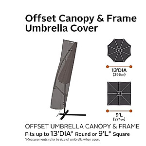 Classic Accessories Ravenna Water-Resistant 13 Foot Offset Patio Umbrella Canopy & Frame Cover, Patio Furniture Covers