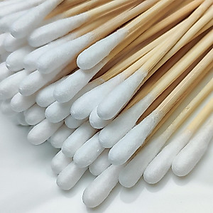 200PCS Cotten Swab Applicators, 6 Inch Long Wooden Cotton Swabs - Cleaning Gun Sterile Medical Q Sticks Tips Applicator With Wood Handle - Makeup & Ear Cleaner Remover Tools - For Ceramics, Jewelry