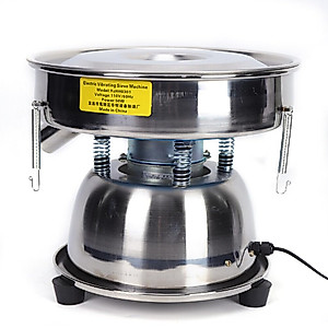HinLIaDa Automatic Powder Sifter Machine, 110V Stainless Steel Electric Rotating Vibration Sieve Machine Electric Flour Sifter for Rice, Herbal Particles, Flour, Seasoning 1150 Beats/Min