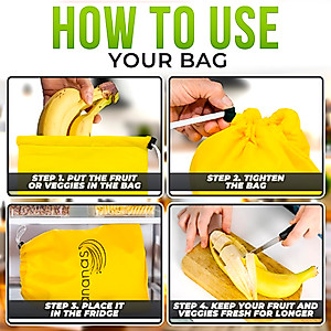Banana Bag Yellow Products Bag - Fruit and Vegetable Storage Magic Bag Fruit Organizer for Refrigerator Reusable Grocery Bags - Washable Storage Bag Potato Sack Reusable Food Saver Bags Seed Sack Bags