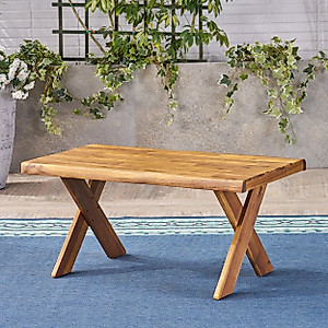Christopher Knight Home Irene Outdoor Acacia Wood Coffee Table, Sandblast Teak Finish