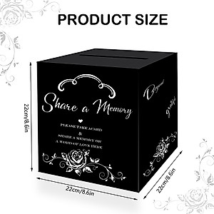 Share a Memory Box, OIIVPOK Memory Card Box for Funeral, Black White Funeral Card Box for Celebration of Life, 8.66in Memory Card Box for Funeral Graduation Wedding Birthday Anniversary Retirement (A)