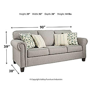 Signature Design by Ashley Alandari Traditional Sofa with 4 Accent Pillows, Gray