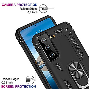 IKAZZ Galaxy S21 Case,Samsung S21 Cover Military Grade Shockproof Heavy Duty Protective Phone Case Pass 16ft Drop Test with Magnetic Kickstand Car Mount Holder for Samsung Galaxy S21 Black