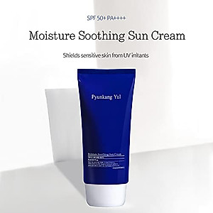 PYUNKANG YUL Moisture Soothing Sun Cream- All Skin Types, Broad Spectrum SPF 50 Safe Hybrid Sunblock| Reef Safe, No White Cast, Soothing Sunscreen Lotion, Skin Moisturizer Hyaluronic Acid| 2.53 Fl.Oz.