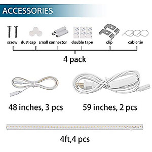 Barrina T5 Grow Lights, Full Spectrum Plant Growing Lamp, 4ft 80W (4 x 20W, 500W Equivalent), LED Grow Light Bulbs, Grow Light for Indoor Plants, Greenhouse, Plug and Play, Yellow, 4-Pack