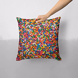 iiRov Tiny Gumballs - Custom Decorative Home Decor Indoor or Outdoor Throw Pillow Cover Plus Cushion Set for Sofa, Bed or Couch (Pillow CASE Cover Plus Cushion)