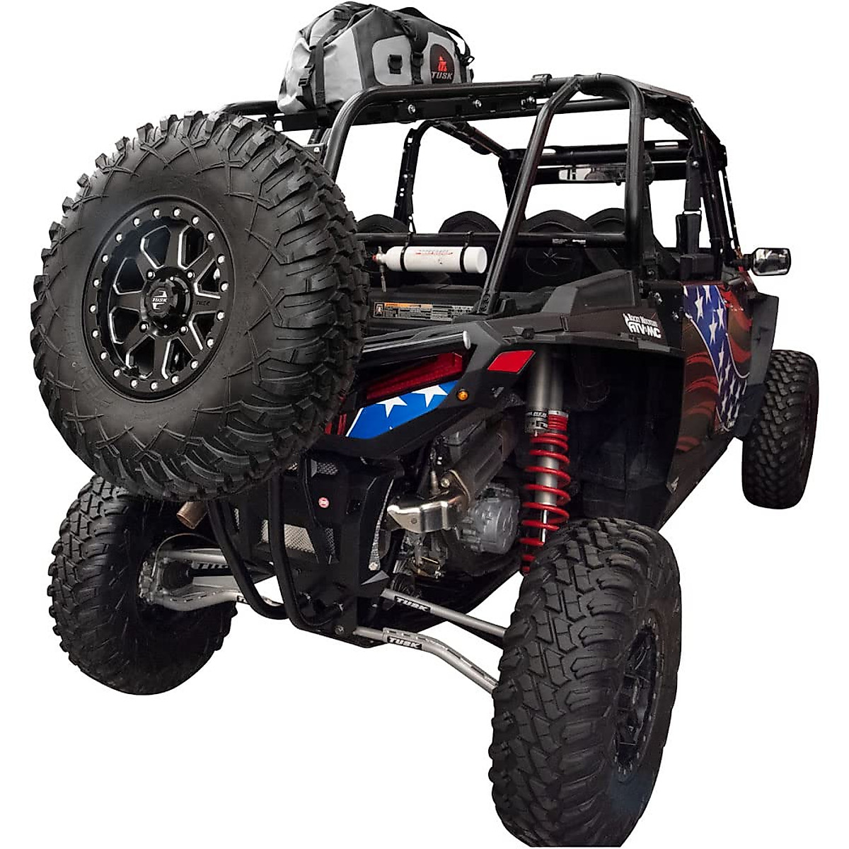Tusk UTV Rear Bumper, Cargo Rack, and Spare Tire Carrier Compatible with Polaris RZR XP 1000