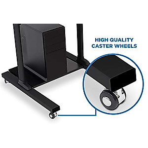 Mount-It! Mobile Standing Desk/Height Adjustable Stand Up Computer Work Station | Rolling Presentation Cart with 27.5 Inch Wide Platform, Locking Wheels