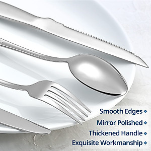 Eisinly 20-Piece Silverware Set Service for 4, Food Grade Stainless Steel Flatware Cutlery Set Kitchen Utensils Set with Steak Knives For Home Restaurant Hotel, Mirror Polished