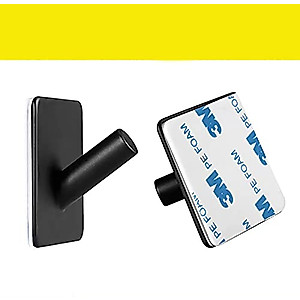 WMQL Black Hooks Waterproof 304 Stainless Steel Hooks Adhesive Hooks Hangers Waterproof Stainless Steel for Hanging Kitchen Bathroom Home-6 Packs