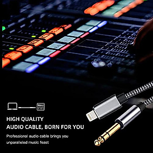 Lightning to 6.35mm 1/4 inch TRS Audio Stereo Cable for iPhone 12/11/X/XS/XR/8/7/iPad/iPod, Amplifier, Speaker, Headphone, Mixing Console 6.6Feet