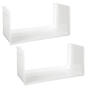 mDesign Plastic Wall Mount Towel Storage Organizer Display Shelf - Hang in Bathroom, Kitchen, Entryway, Hallway, Mudroom, Bedroom, Laundry Room - Kitchen Towels, Hand Towels, 2 Pack - White