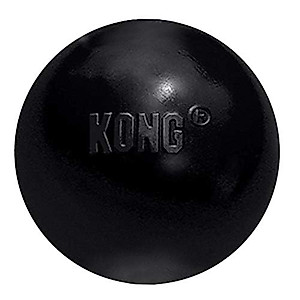 KONG Extreme Ball with Hole - Dog Fetch Toy - Durable Dog Ball Toy for Training, Interactive Playtime & More - Natural Extreme Rubber Ball for Dogs - Black - for Small Dogs