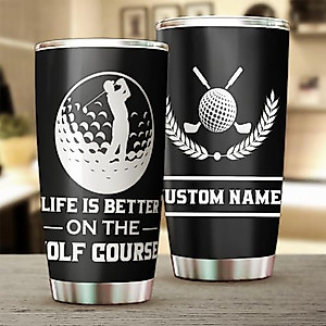 Custom Golf Tumblers Gift for Golfer, Tumblers Personalized Name, Golf Coffee Mug Tumbler, Stainless Steel Tumbler 20oz Golfer Gift (04)