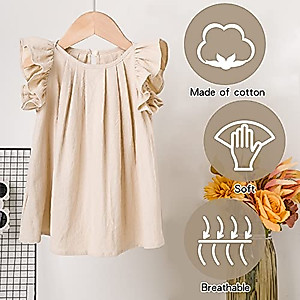 Yanmucy Toddler Cotton Dress Baby Girls Summer Beach Ruffle Beige Dresses 6-24 Months (as1, Age, 9_Months, 12_Months, Beige)