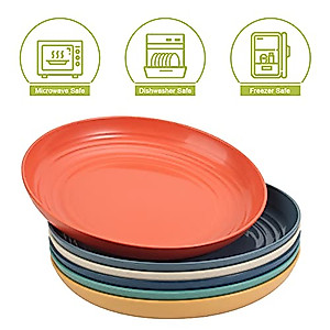 SGAOFIEE 12 PACK 9 Inch Lightweight Wheat Straw Plates, Microwave and Dishwasher Safe BPA Free and Healthy Wheat Straw Plates, Unbreakable Deep Dinner Plates