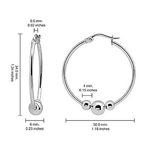 Hoops & Loops - Sterling Silver Beaded Ball Click Top Hoop Earrings in Sterling Silver