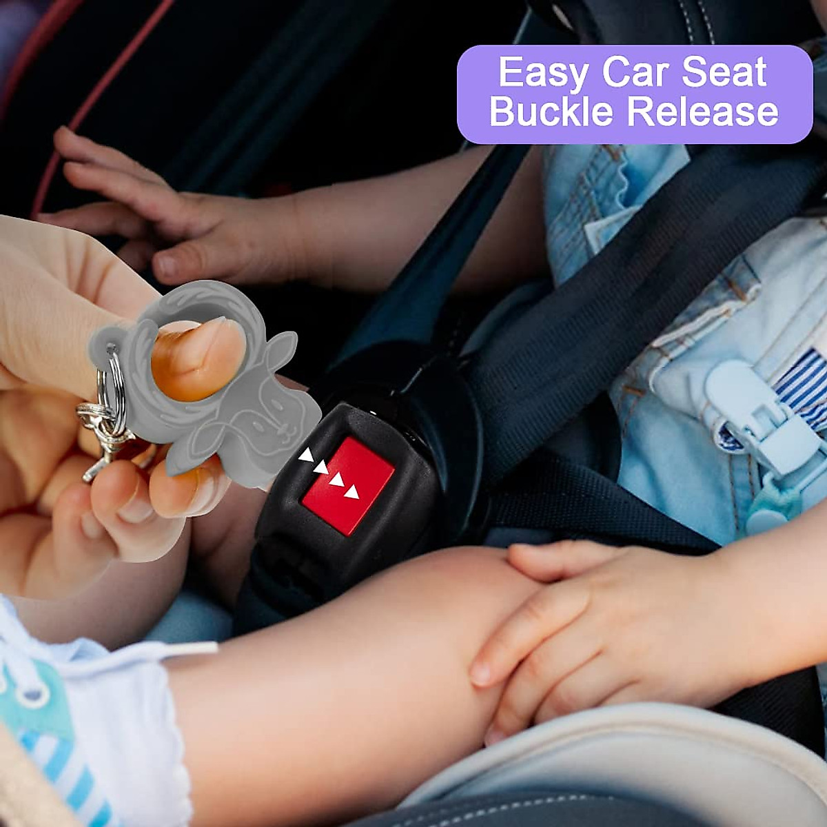 MORLIKE LIVING Silicone Buckle Release Tool, Unbuckle Assistant, Easy Buckle Release Aid for Parents and Caregivers to Unbuckle (Purple-Grey)