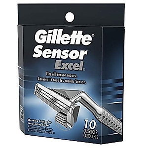 Gillette Sensor Excel Men's Razor Blade Refills, 10 Count
