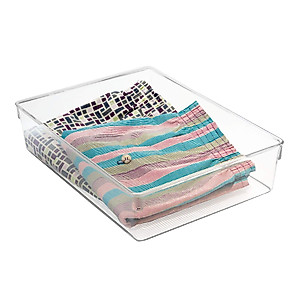 iDesign Linus Plastic Dresser and Vanity Organizer, Storage Bin for Bathroom, Bedroom, Office, Craft Room, Fridge, Freezer, Pantry, 12" x 9" x 3" , Clear